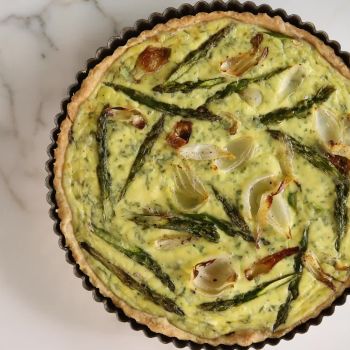 Savory Spring Vegetable and Goat Cheese Tart Recipe | Bon Appétit