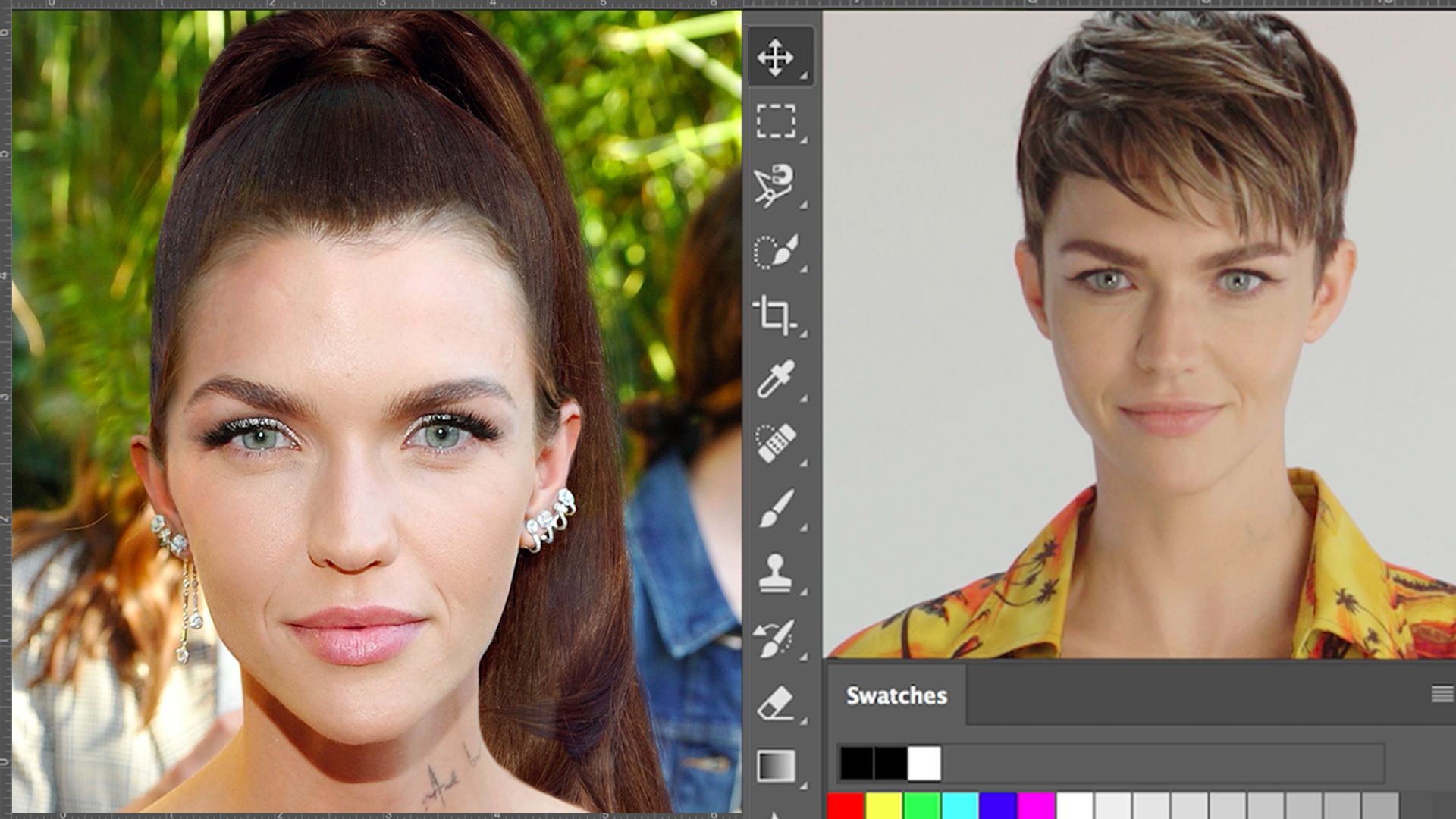 Watch Ruby Rose Photoshops Herself Into 7 Different Looks | Allure