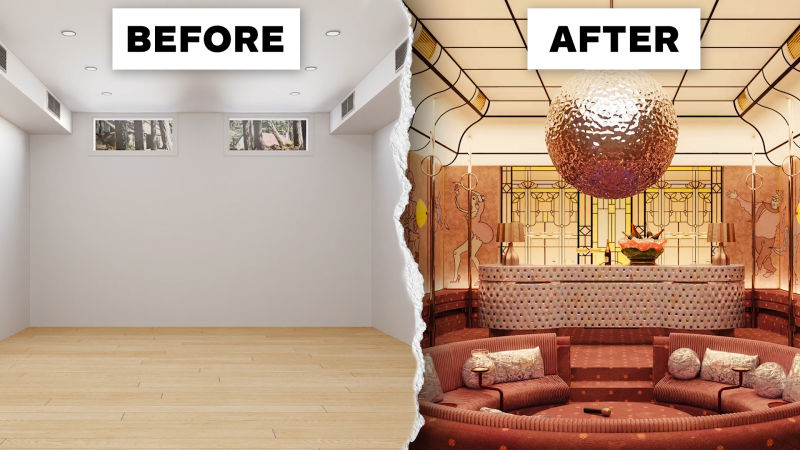 Basement Rec Room Makeover Before And After Before & After: Basement