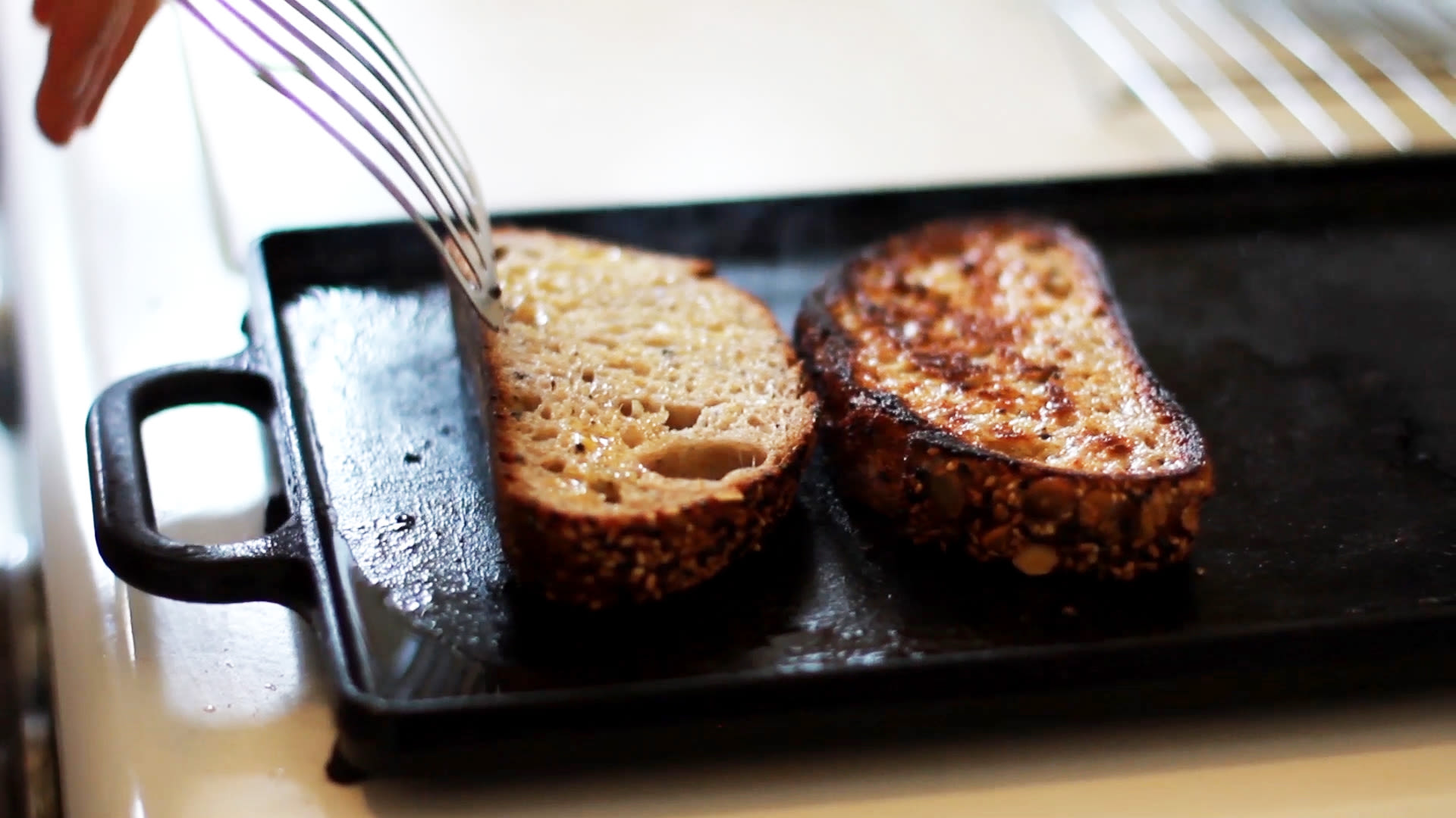 Watch How to Sear Your Toast so It’s Extra Crispy | Bon Appétit