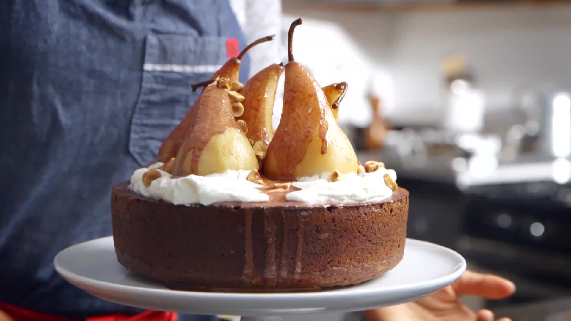Watch How to Make Spiced Hazelnut Pear Cake | Epicurious