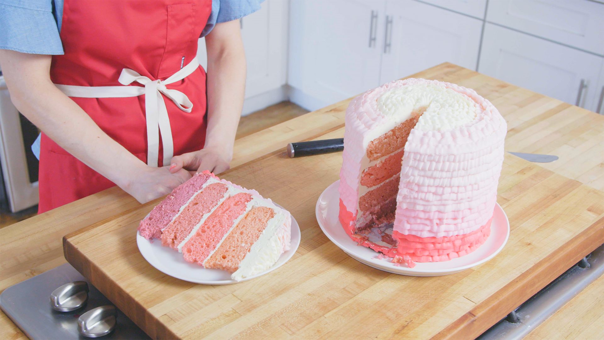 Watch How to Make Ombre Ruffle Cake | Epicurious