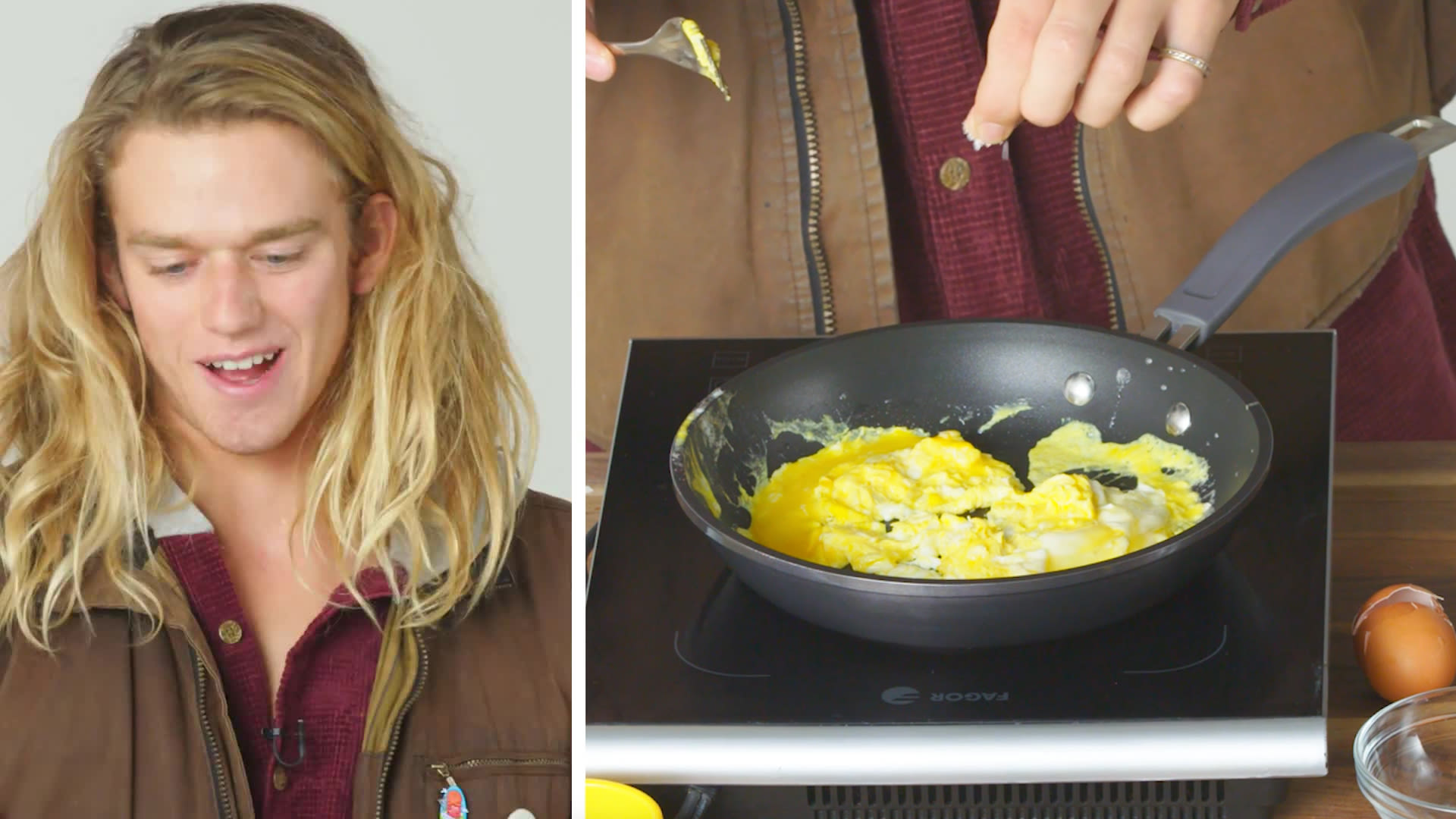Watch 50 People Try to Make Scrambled Eggs | Basic Skills Challenge ...