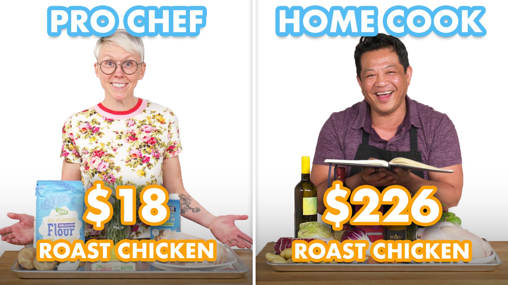 Watch $226 vs $18 Roast Chicken: Pro Chef & Home Cook Swap Ingredients ...