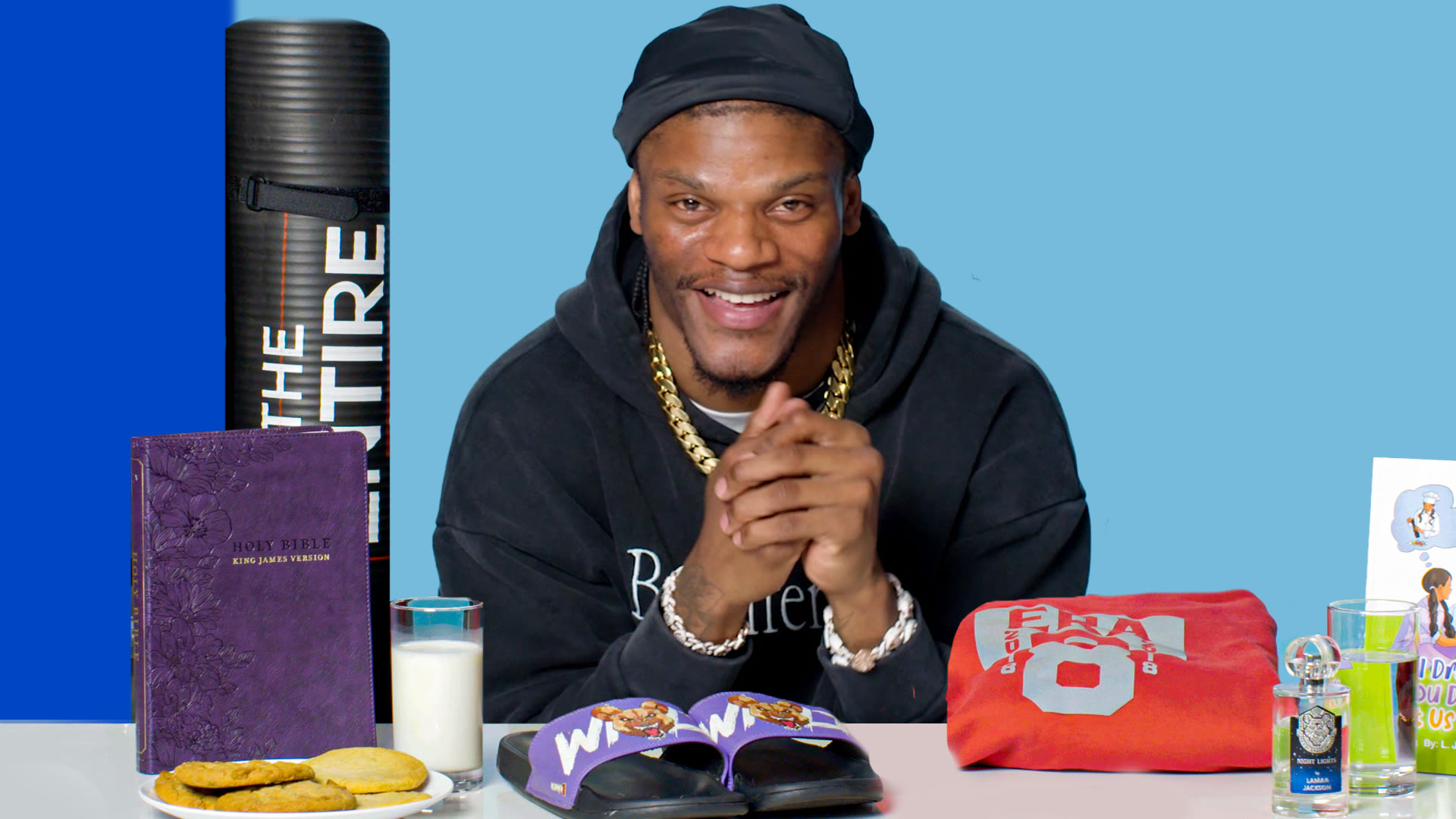 Watch 10 Things Lamar Jackson Can't Live Without | 10 Essentials | GQ